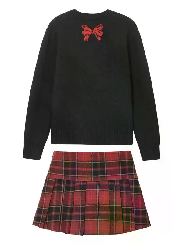 B+AB Tartan Pleated Skirt - Black
