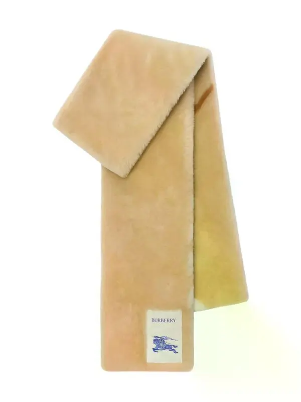 Burberry Equestrian Knight Design Check Shearling Scarf - Neutrals