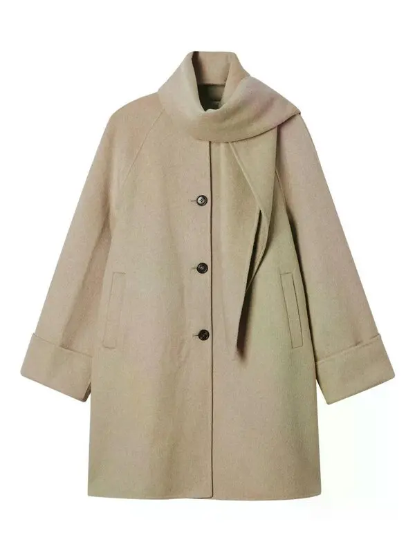 B+AB Scarf Detail Button Coat - Neutrals