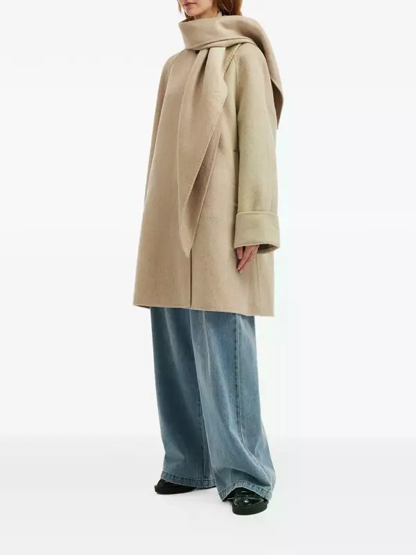 B+AB Scarf Detail Button Coat - Neutrals