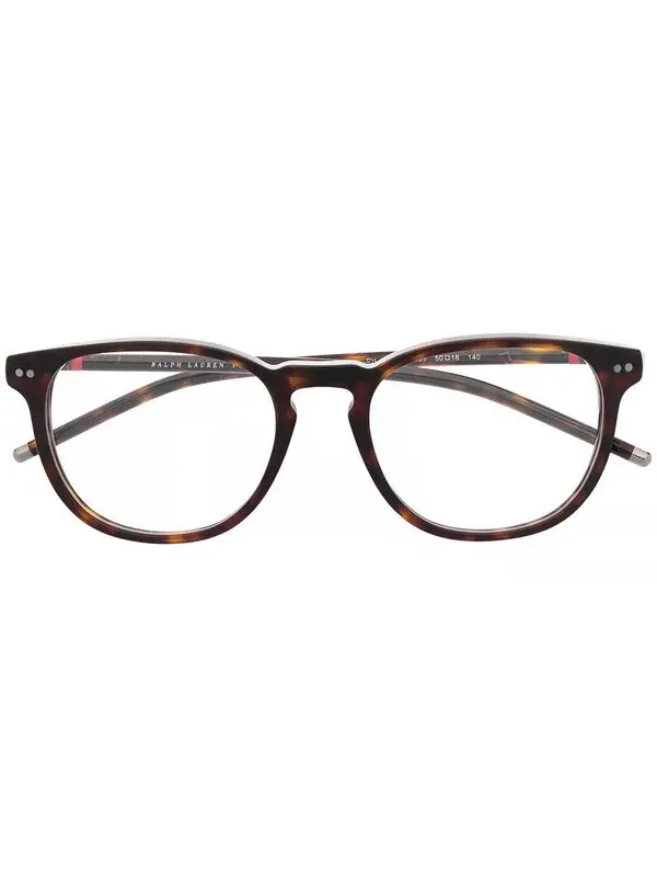 POLO RALPH LAUREN EYEWEAR Thin Tortoiseshell Round Eyeglasses - Brown