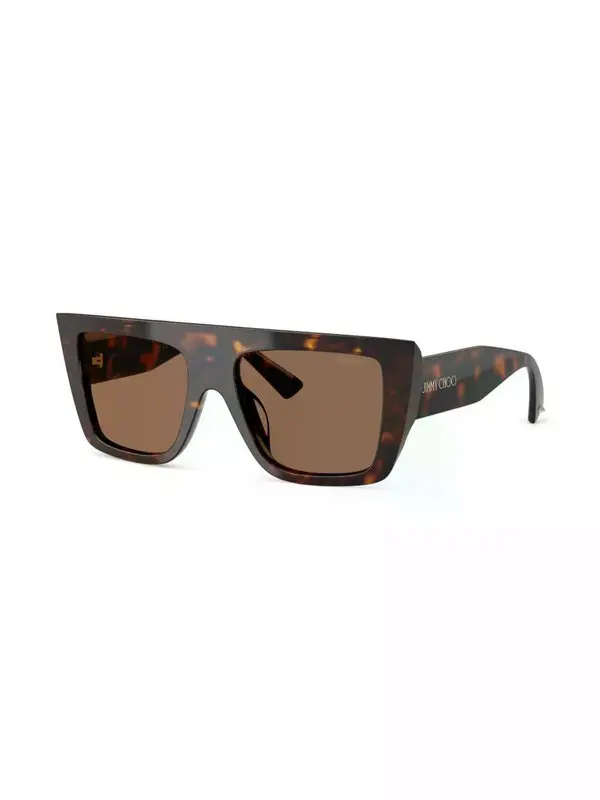 JIMMY CHOO Chocolate Tortoiseshell Effect Square Frame Sunglasses