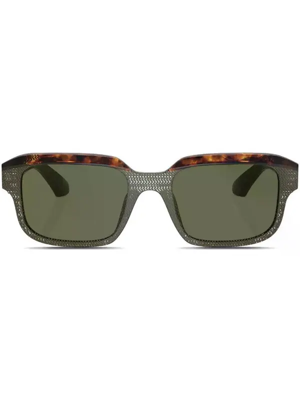 ALAIN MIKLI Graphic-print Rectangle Sunglasses - Green