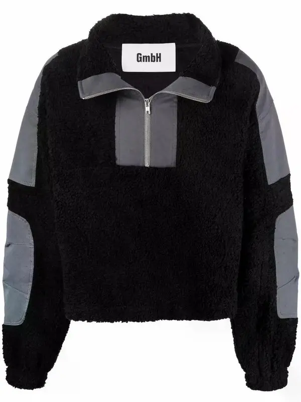 GMBH Contrast Panel Stand-up Collar Sweatshirt - Black