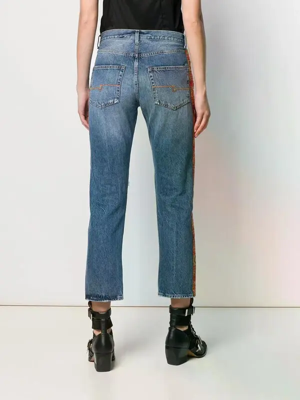 GIACOBINO Bead Detail Straight Jeans