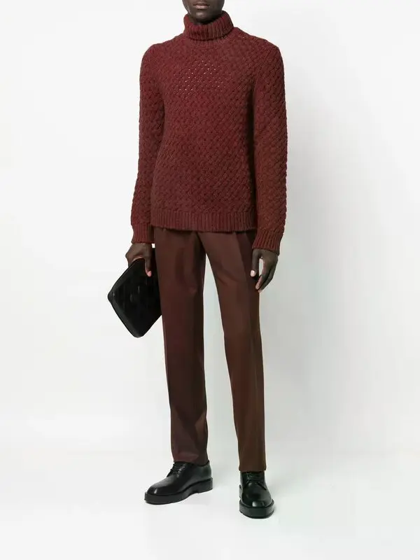 LARDINI Chunky Knit Roll-neck Jumper