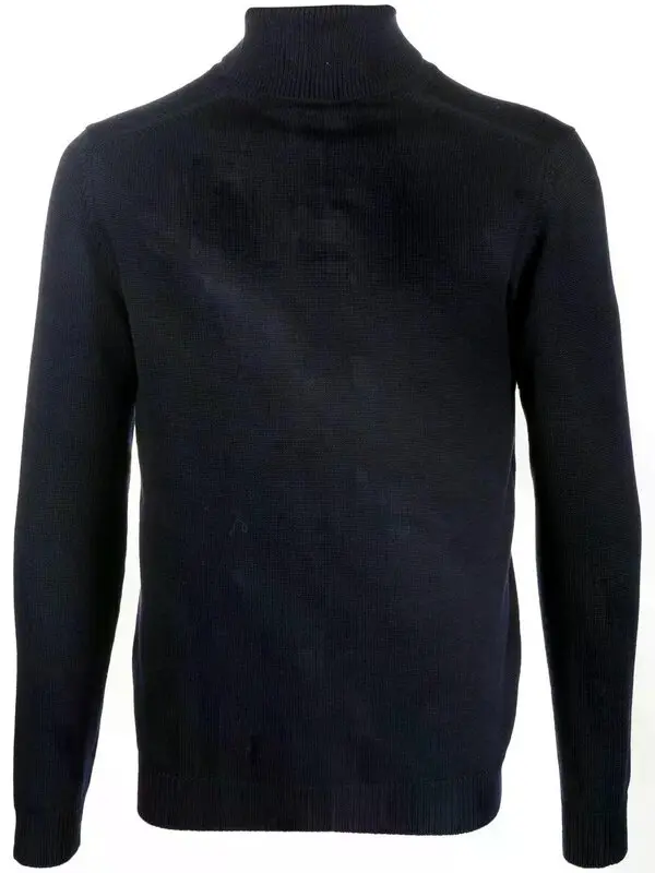 ROBERTO COLLINA Ribbed Hem Roll-neck Jumper - Blue