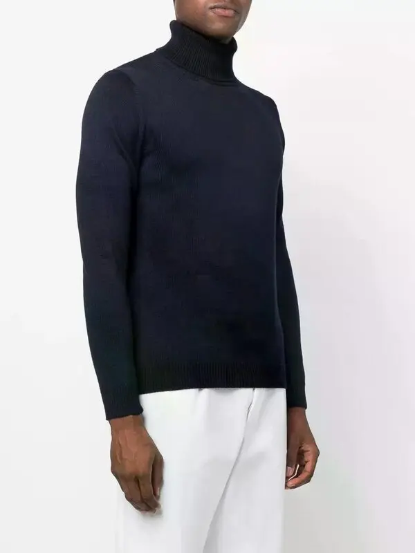 ROBERTO COLLINA Ribbed Hem Roll-neck Jumper - Blue