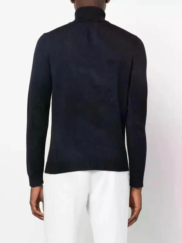 ROBERTO COLLINA Ribbed Hem Roll-neck Jumper - Blue