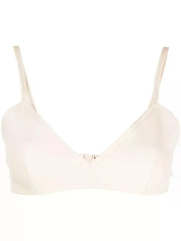 THE MANNEI Sierra Leather Cropped Tank Top - Neutrals