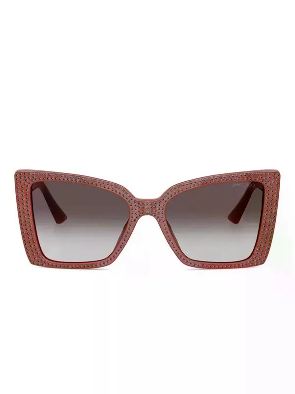 JIMMY CHOO Embellished Geometric Sunglasses - Red