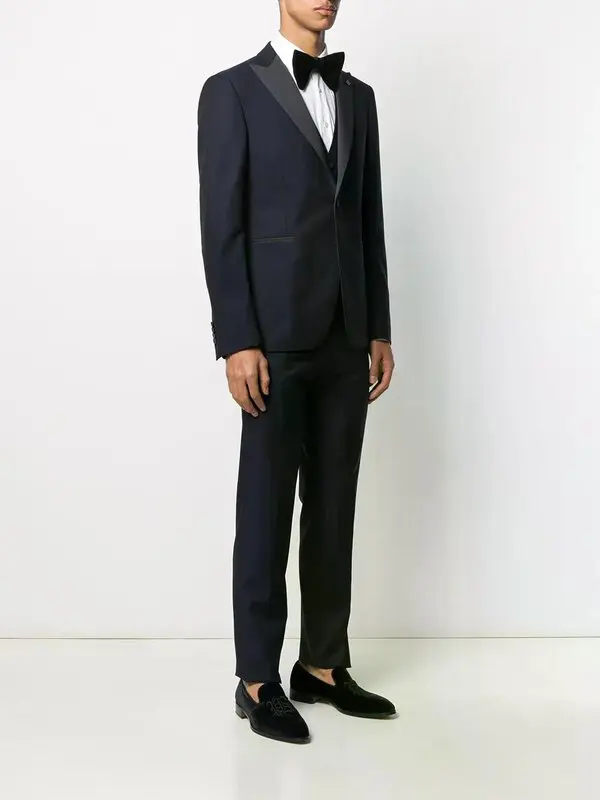 Tagliatore Satin Panel Suit Set - Blue
