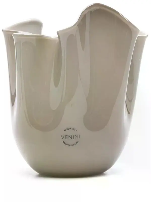 VENINI Fazzoletto Porcelain Vase - Grey