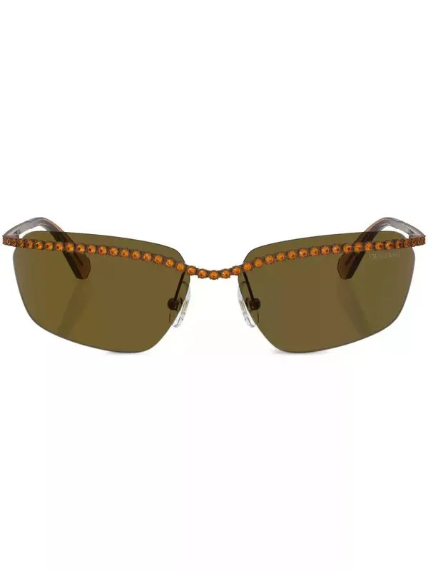 SWAROVSKI Pavé-band Rectangle-frame Sunglasses
