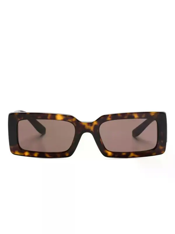 Dolce & Gabbana Logo-engraved Rectangle Sunglasses - Brown
