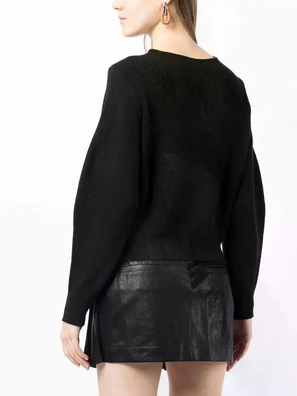 J KOO Crossover-neck Ribbed-knit Jumper