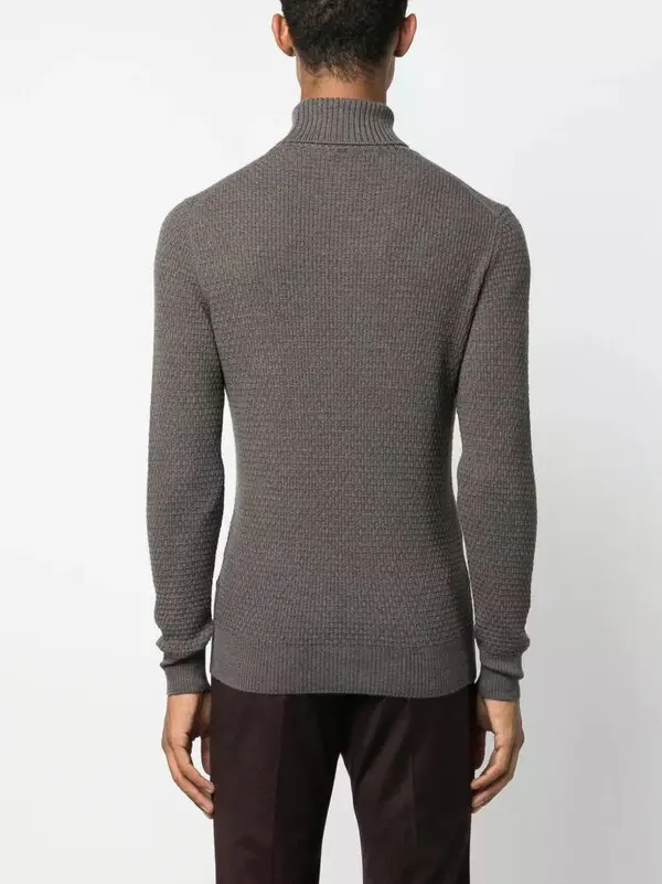 Tagliatore Roll Neck Virgin Wool Jumper - Grey