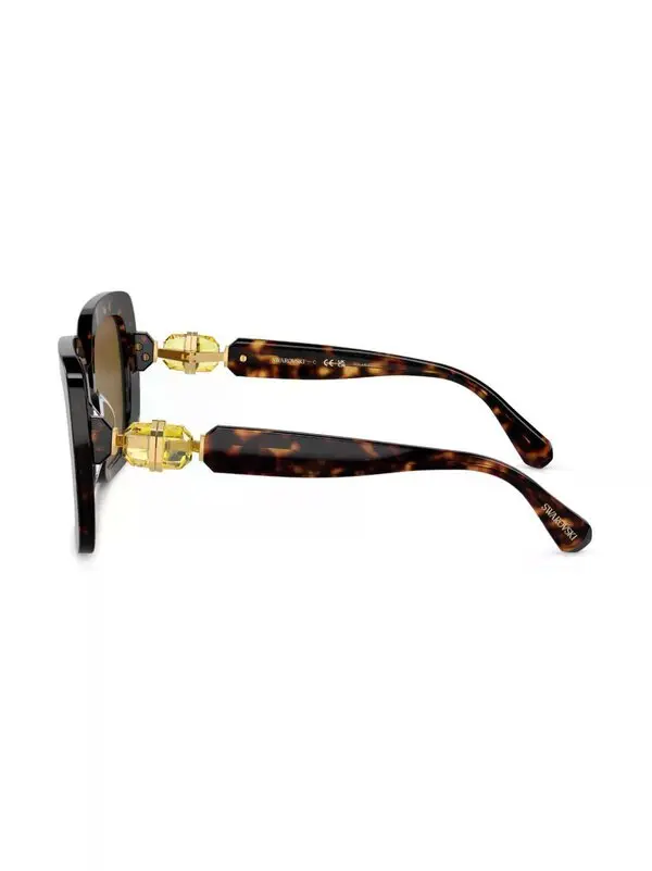 SWAROVSKI Tortoiseshell-effect Rectangle-frame Sunglasses