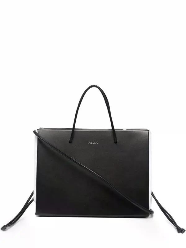 Medea Vitello Leather Tote - Black