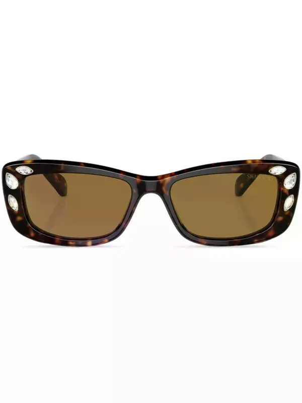SWAROVSKI Crystal-embellished Rectangle Sunglasses - Brown