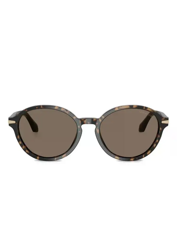 Giorgio Armani Round Frame Tortoiseshell-effect Sunglasses - Brown