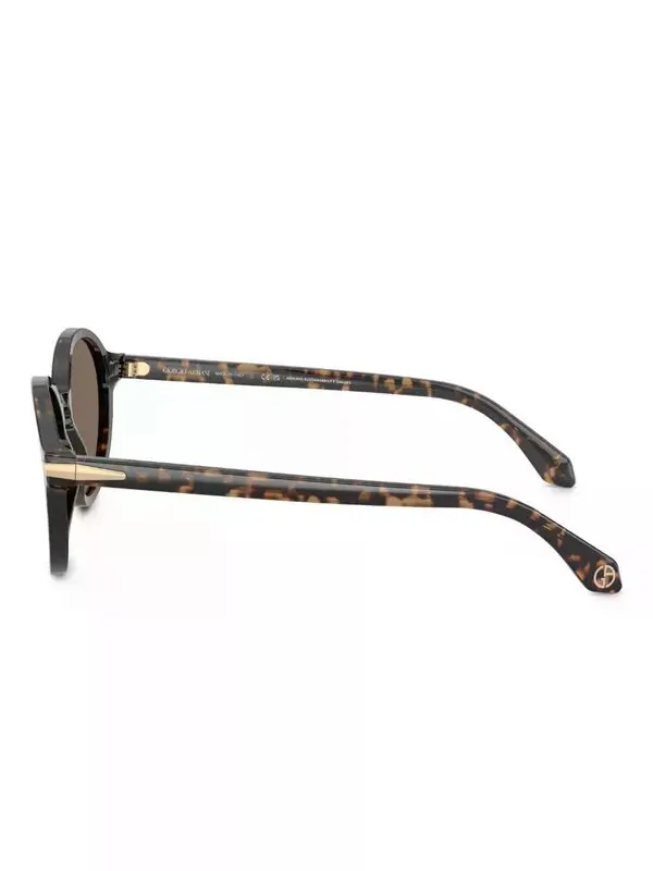 Giorgio Armani Round Frame Tortoiseshell-effect Sunglasses