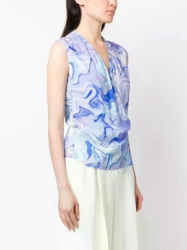 Bcbgmaxazria Marbled-pattern Sleeveless Blouse
