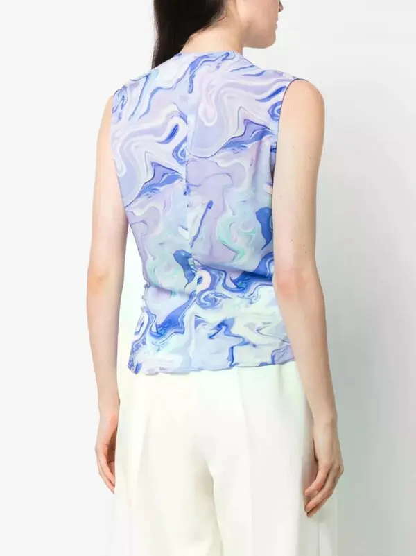 Bcbgmaxazria Marbled-pattern Sleeveless Blouse
