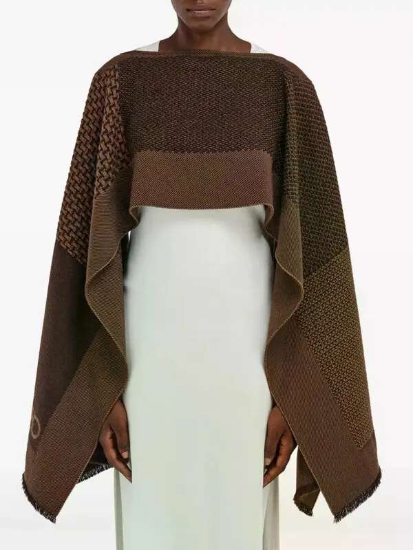 FERRAGAMO Jacquard Wool Cape