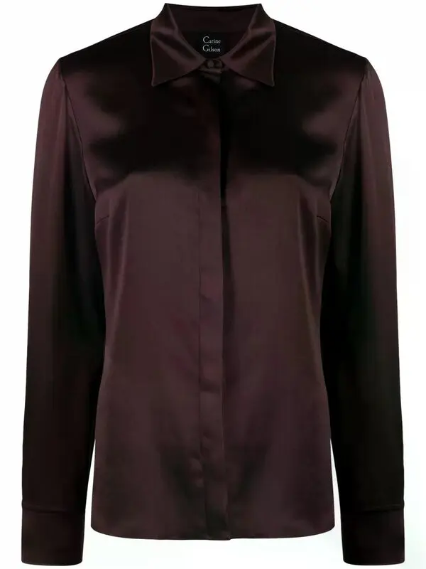 Carine Gilson Long-sleeve Silk Pyjama Top - Red