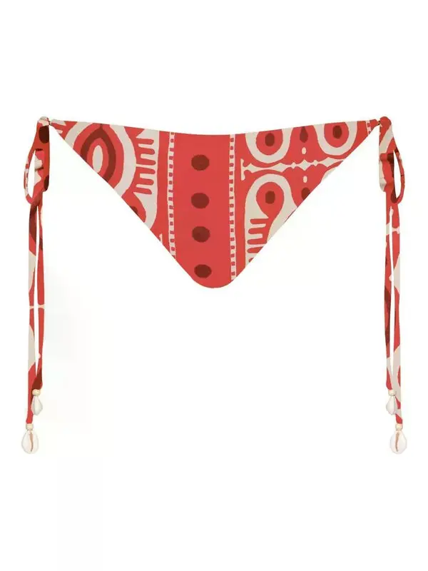 Johanna Ortiz Sagrado Printed Tie Bikini Bottom - Red