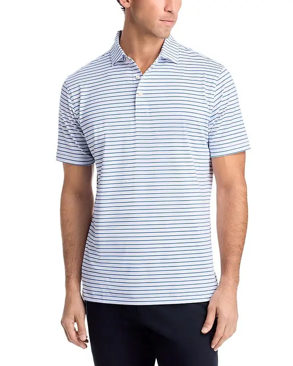 Peter Millar Dunnes Performance Polo Shirt - White/windsor Blue