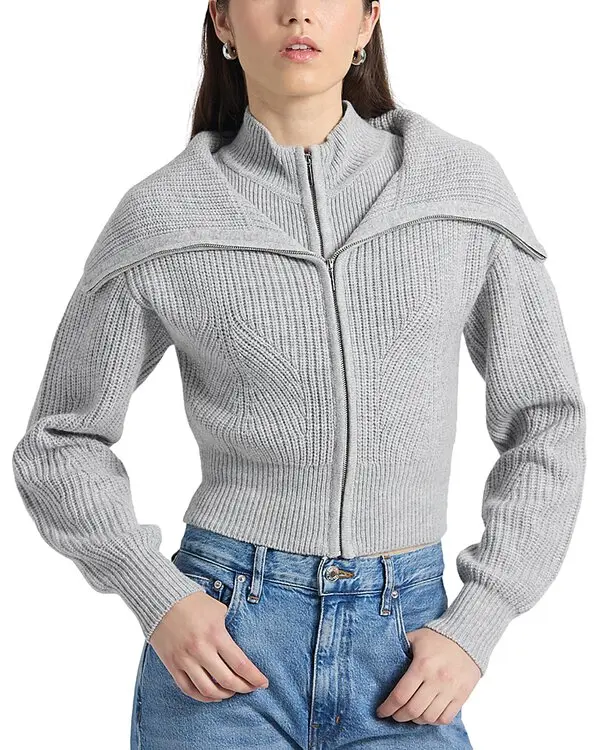 Derek Lam 10 Crosby Jayne Wool Zip Front Layered Sweater - Grey