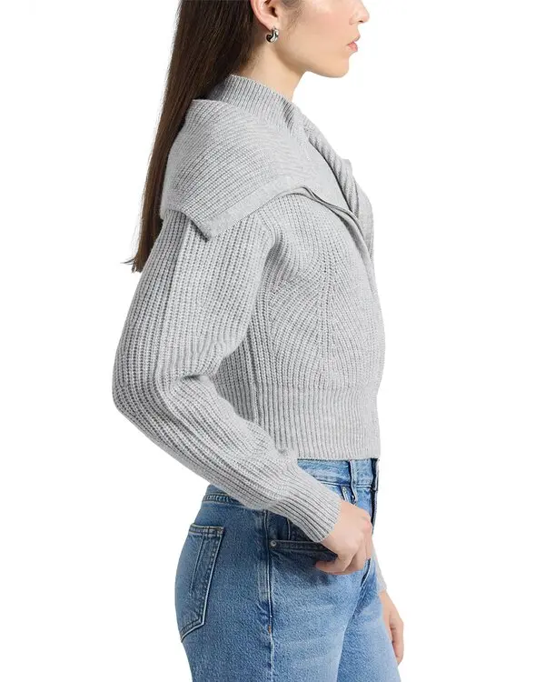 Derek Lam 10 Crosby Jayne Wool Zip Front Layered Sweater - Grey