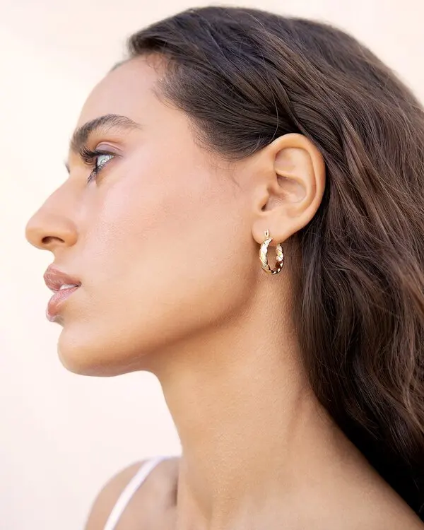 Ettika Textured Mini Hoop Earrings - Gold