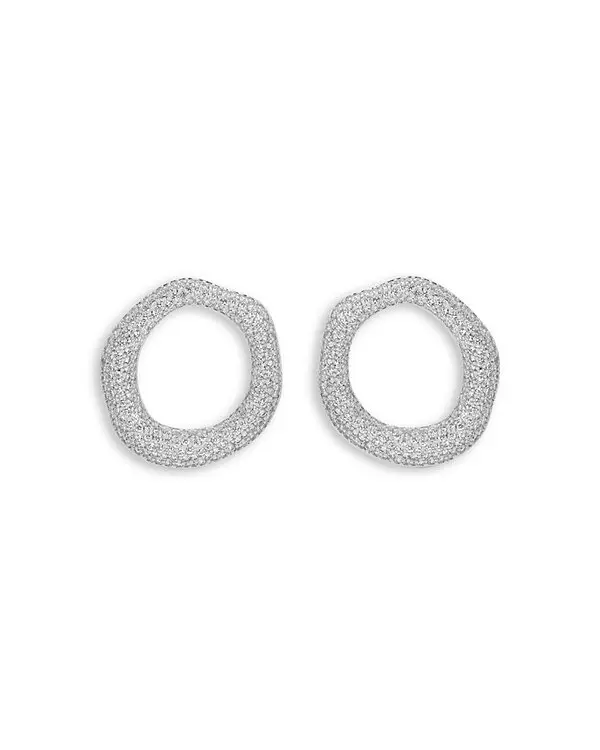 Ettika Pave Open Circle Drop Earrings - Silver