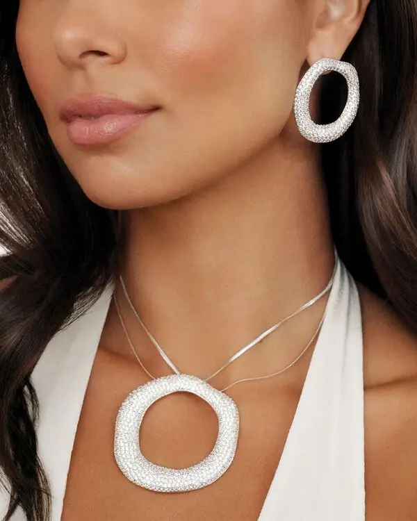 Ettika Pave Open Circle Drop Earrings
