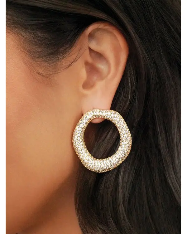 Ettika Pave Open Circle Drop Earrings