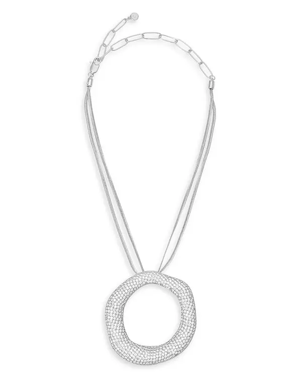 Ettika Pave Open Circle Pendant Necklace - Silver