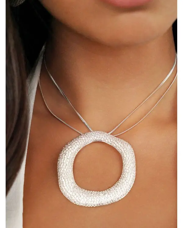 Ettika Pave Open Circle Pendant Necklace