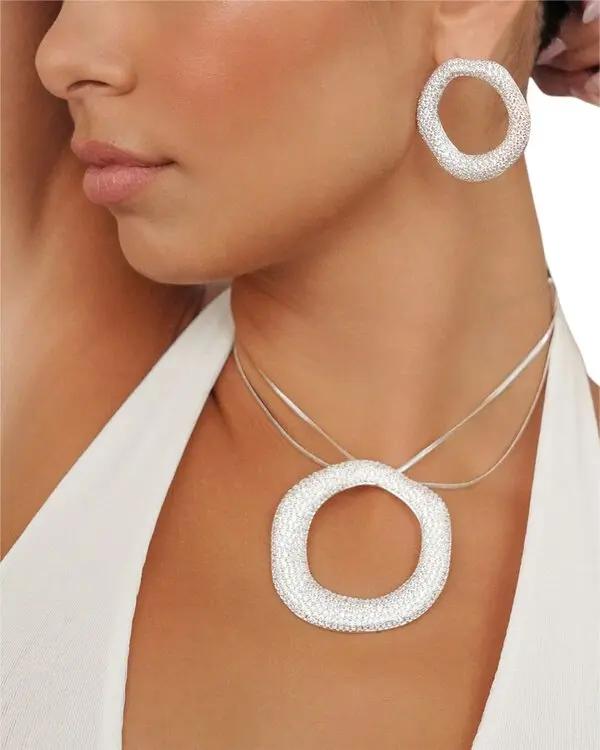 Ettika Pave Open Circle Pendant Necklace