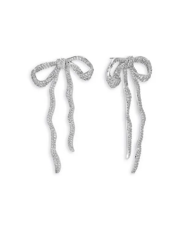 Ettika Pave Bow Statement Earrings - Silver