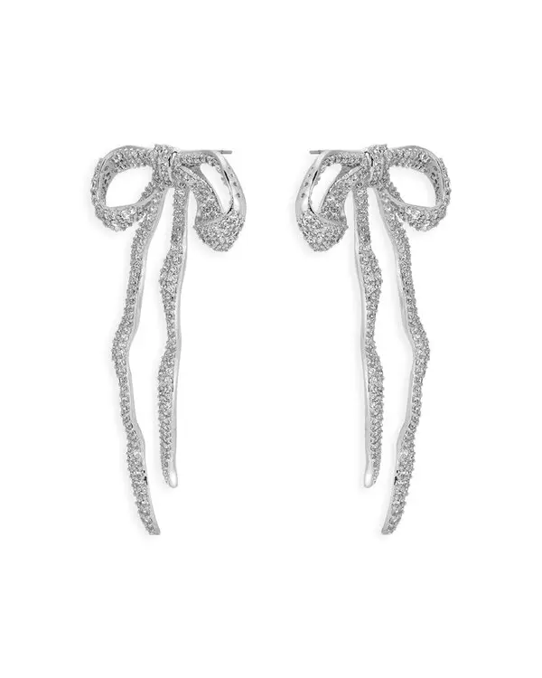 Ettika Pave Bow Statement Earrings - Silver