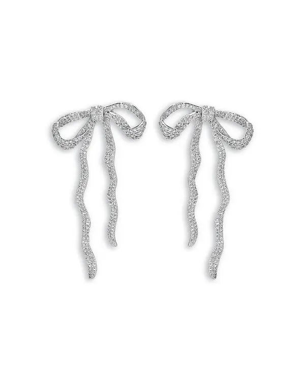 Ettika Pave Bow Statement Earrings - Silver