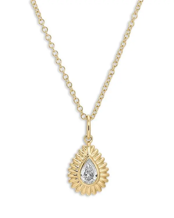 Ef Collection 14k Yellow Diamond Pear Pendant Necklace - Gold