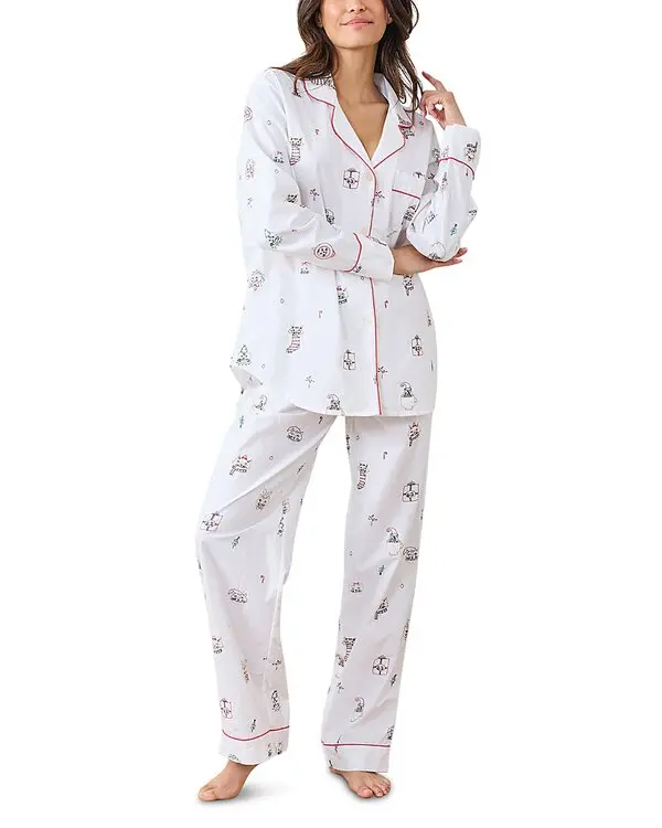 PRINTFRESH Print Fresh Holiday Cats Long Pajama Set - Holidy Cats - Cloud
