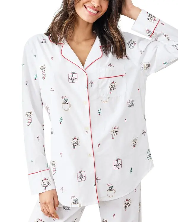 PRINTFRESH Print Fresh Holiday Cats Long Pajama Set - Holidy Cats - Cloud