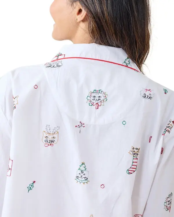 PRINTFRESH Print Fresh Holiday Cats Long Pajama Set - Holidy Cats - Cloud