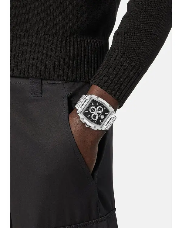 Versace Dominus Chronograph, 42mm X 50mm - Black/silver