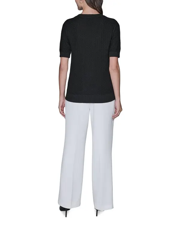Karl Lagerfeld Paris Floral Trimmed Sweater - Black